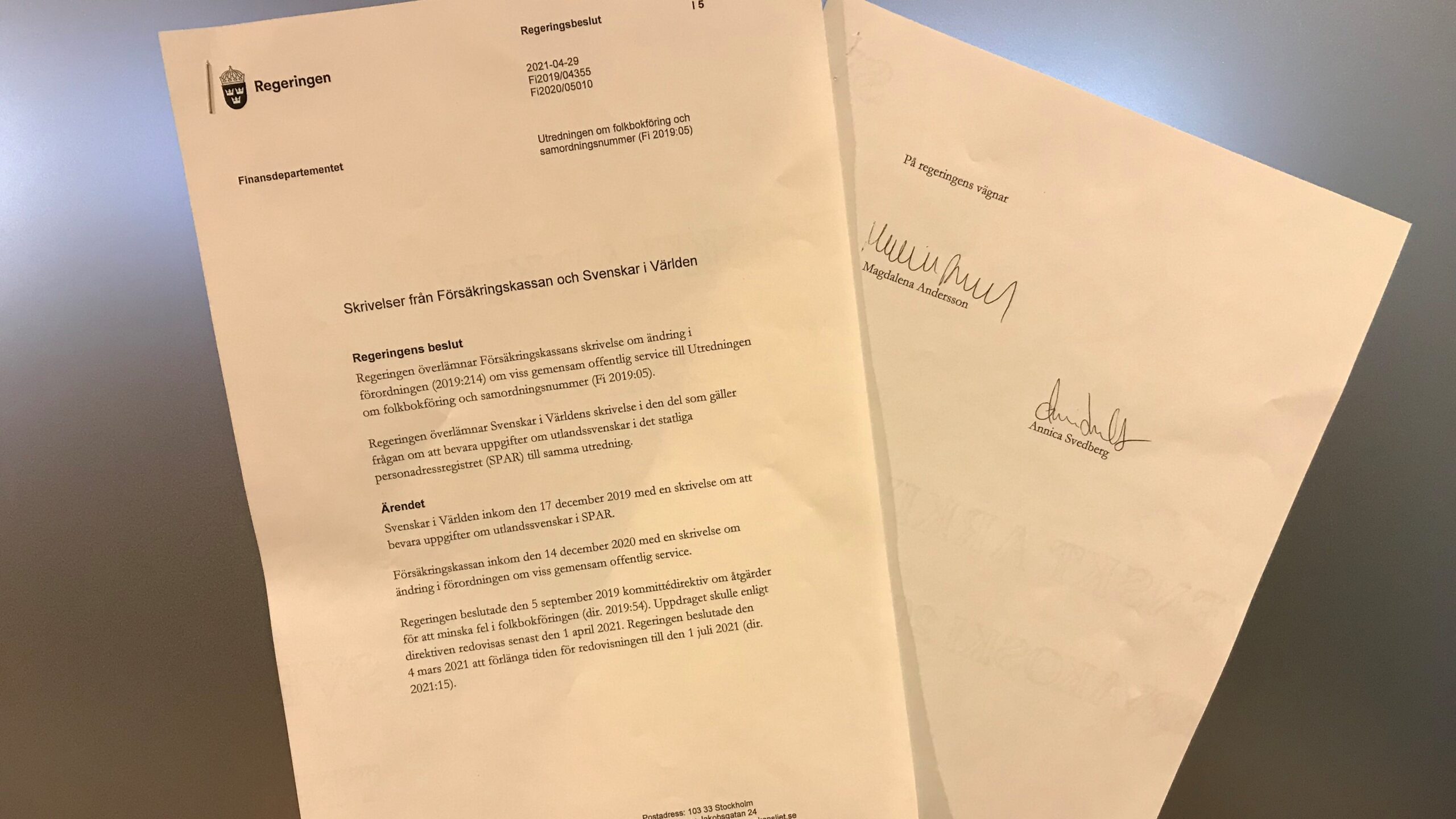 SVIV:s resolution med i utredningen om folkbokföring och ...